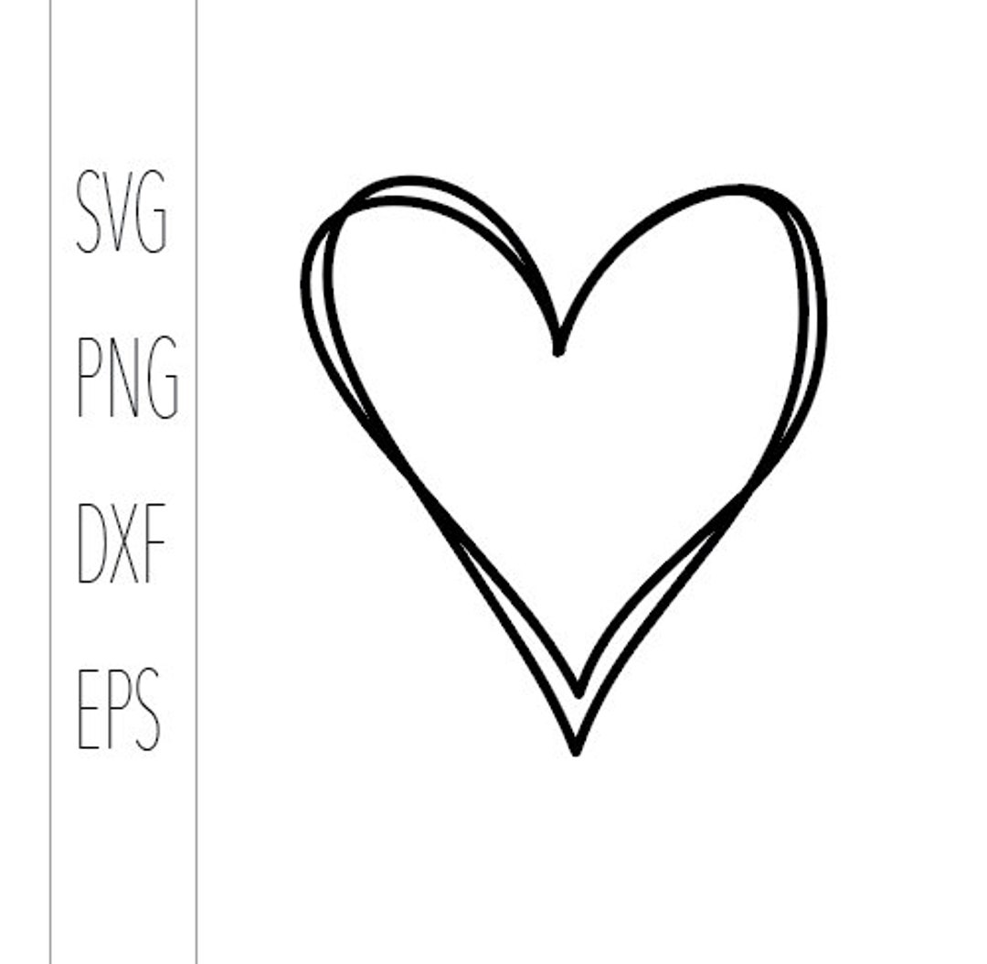 Coeur dessiné à la main svg png dxf jpg fichiers Heart vector - Etsy France