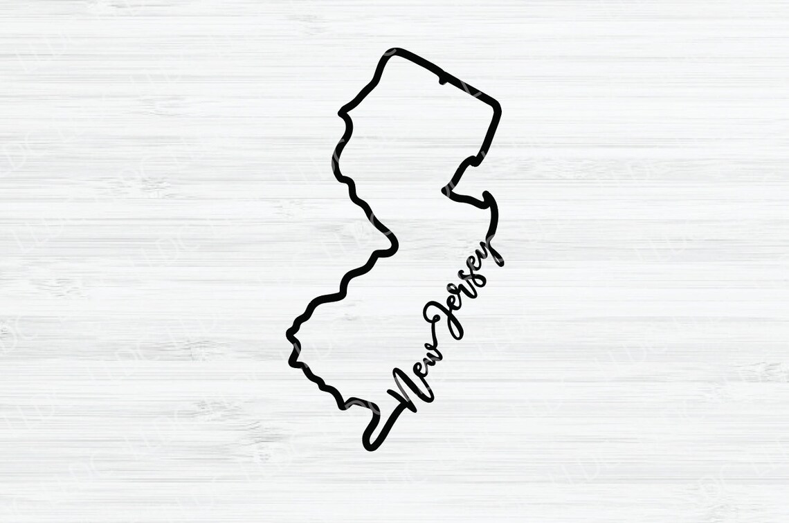 New Jersey Outline SVG. New Jersey Cursive Vector File. New | Etsy