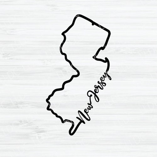 New Jersey Outline SVG. New Jersey Cursive Vector File. New - Etsy