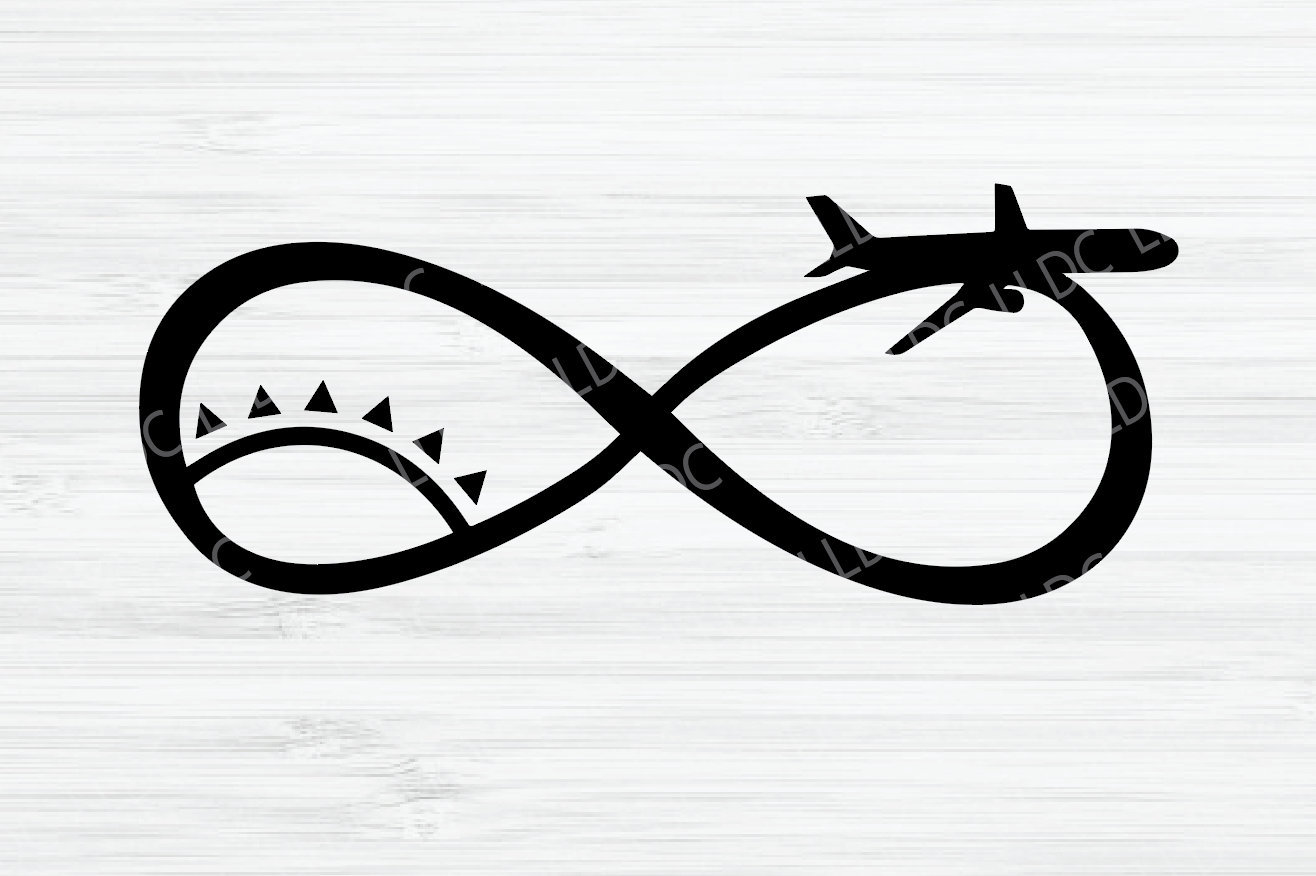 Infinity Sign With Sun and Plane Svg. Flying Airplane Svg. | Etsy
