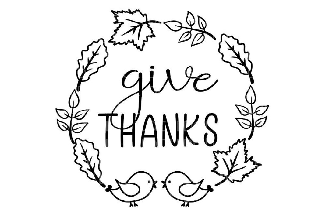 Give Thanks Wreath Svg, Fall Sign Svg, Autumn Svg, Birds Svg ...
