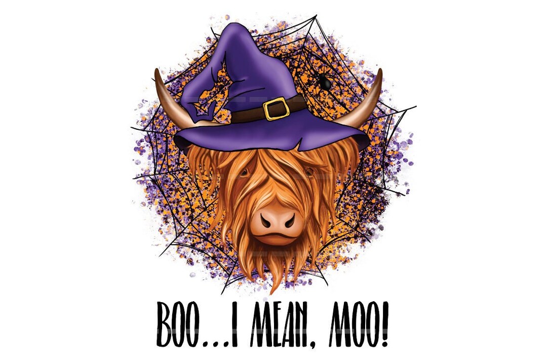 Highland Cow Png, Boo I Mean Moo Png, Cow Sublimation, Halloween Cow ...