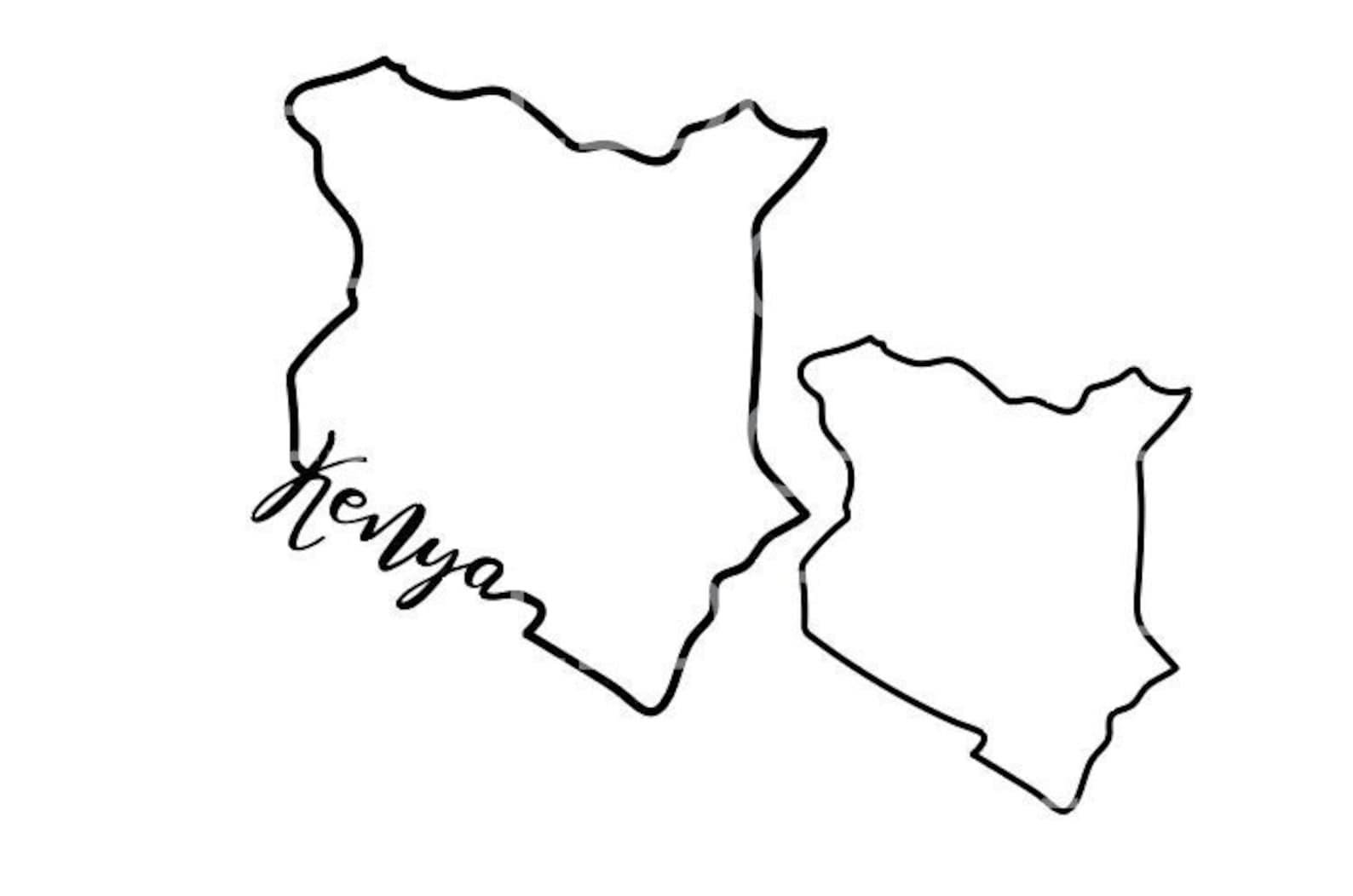 Kenya Outline SVG PNG Kenya Cursive Vector File Africa Svg - Etsy
