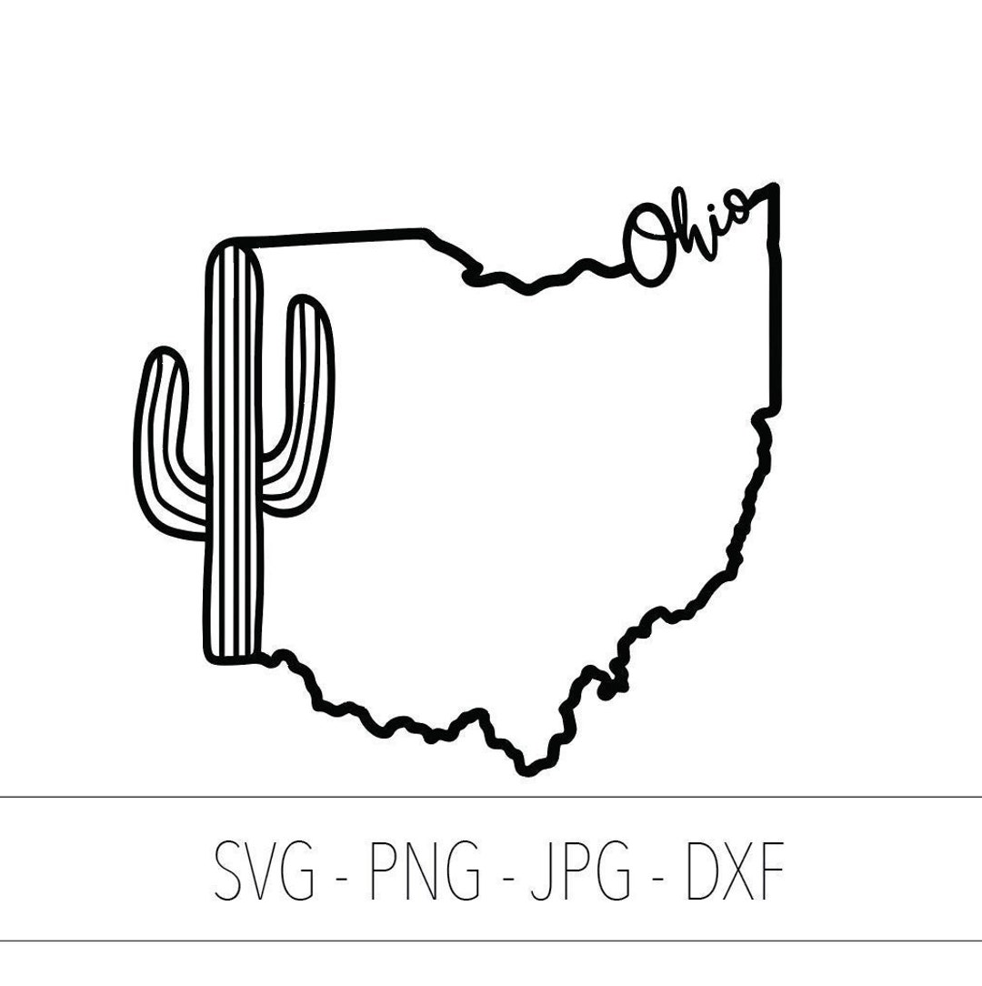Ohio Outline Saguaro Svg Png Jpg Dxf. Ohio Cursive PNG. Ohio Vector ...