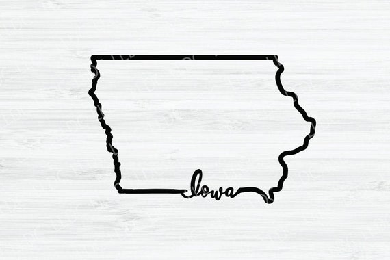 Iowa Outline SVG. Iowa Cursive Svg. Iowa Vector File. Iowa | Etsy