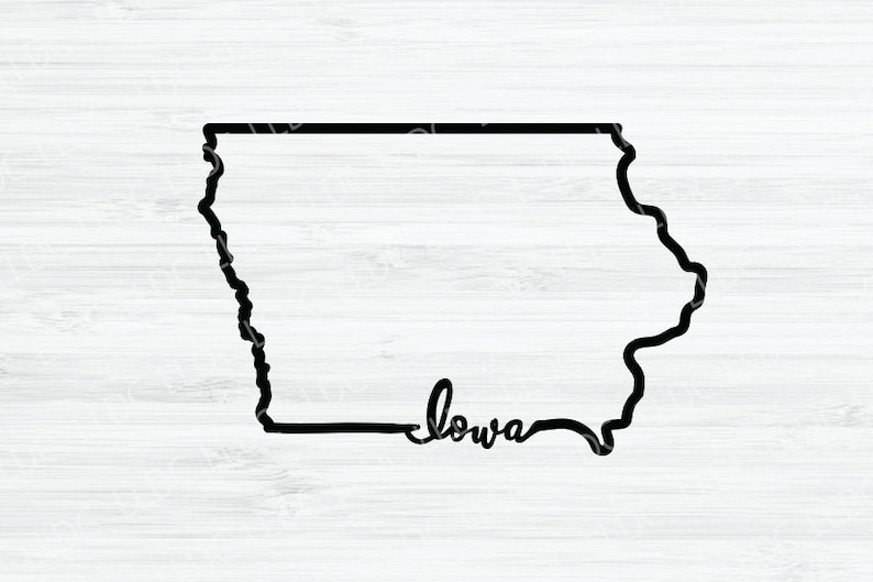 Iowa Outline SVG. Iowa Cursive Svg. Iowa Vector File. Iowa | Etsy