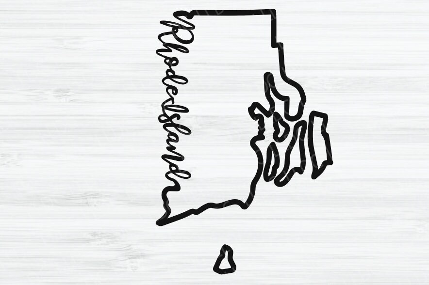 Rhode Island Outline SVG. Rhode Island Cursive Svg. Rhode Island State ...