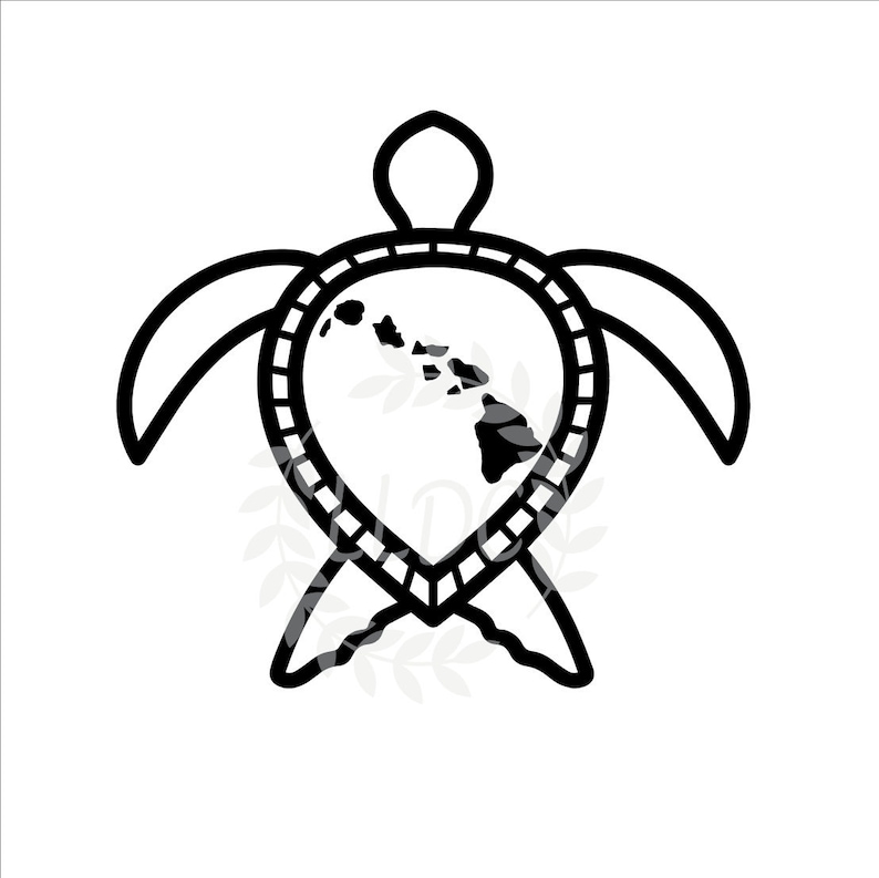 Turtle With Hawaiian Islands on Shell SVG File. Turtle Downloadables ...
