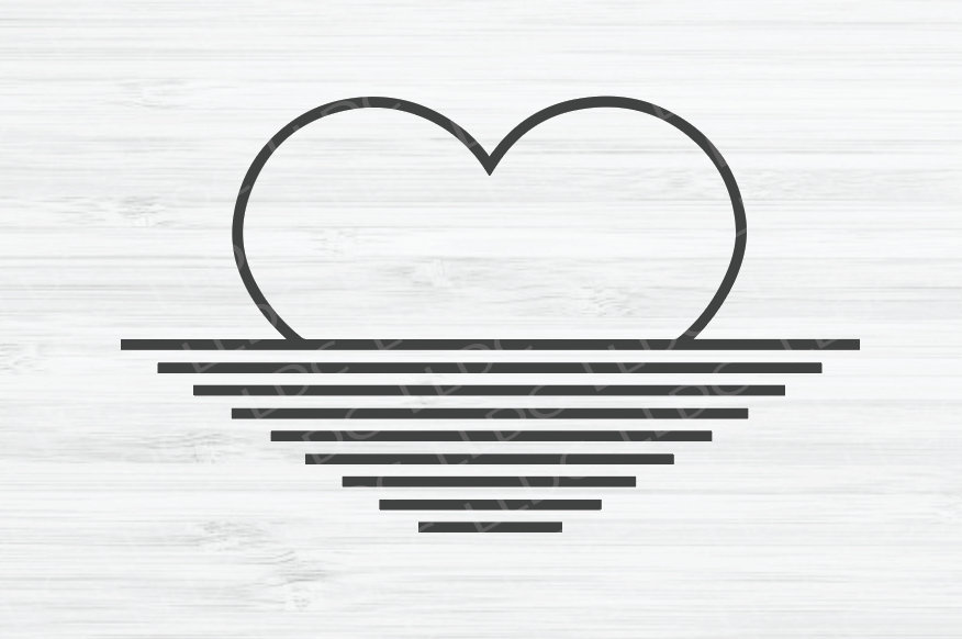 Heart sun svg Sun and the sea svg Sunrise svg Waves svg | Etsy
