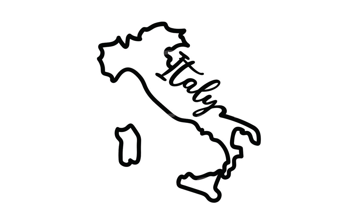 Italy Outline SVG PNG, Italy Cursive Vector File, Italy Design, Country ...