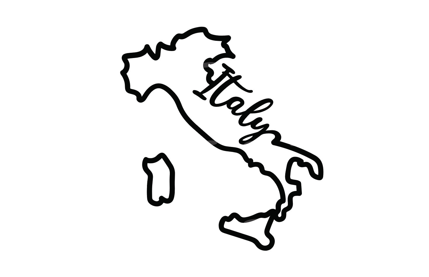 Italy Outline SVG PNG Italy Cursive Vector File Italy - Etsy UK
