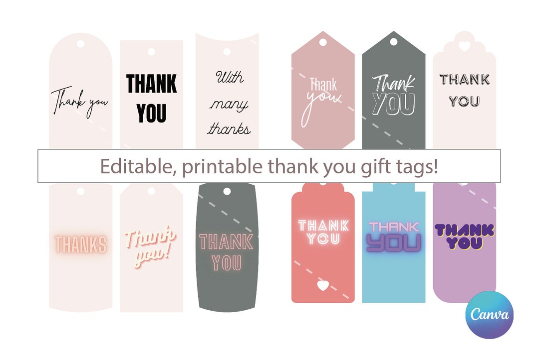 Editable Thank You Tags for Any Occasion, Printable Tags, Canva Favor ...