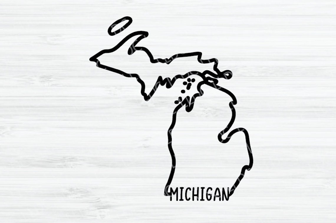 Michigan Outline SVG. Michigan Vector File. Michigan Design. Michigan ...
