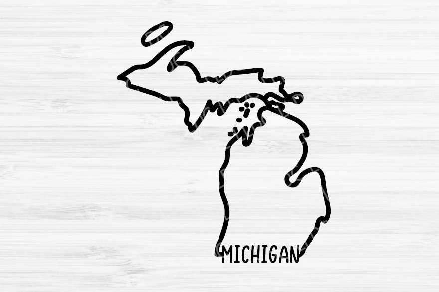 Michigan Outline SVG. Michigan Vector File. Michigan Design. Michigan ...