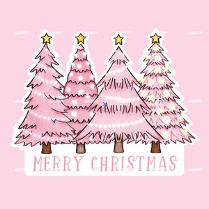 Printable Pink Christmas Digital Sticker Bundle, Digital PNG Stickers, Print and Cut Stickers ...