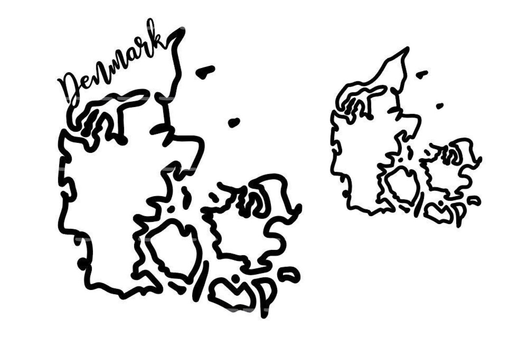 Denmark Outline SVG PNG, Denmark Plain Outline, Denmark Cursive SVG ...