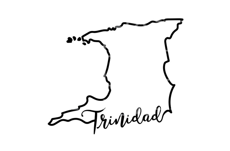 Trinidad and Tobago Outlines SVG/PNG, Trinidad Vector, Trinidad Cursive ...