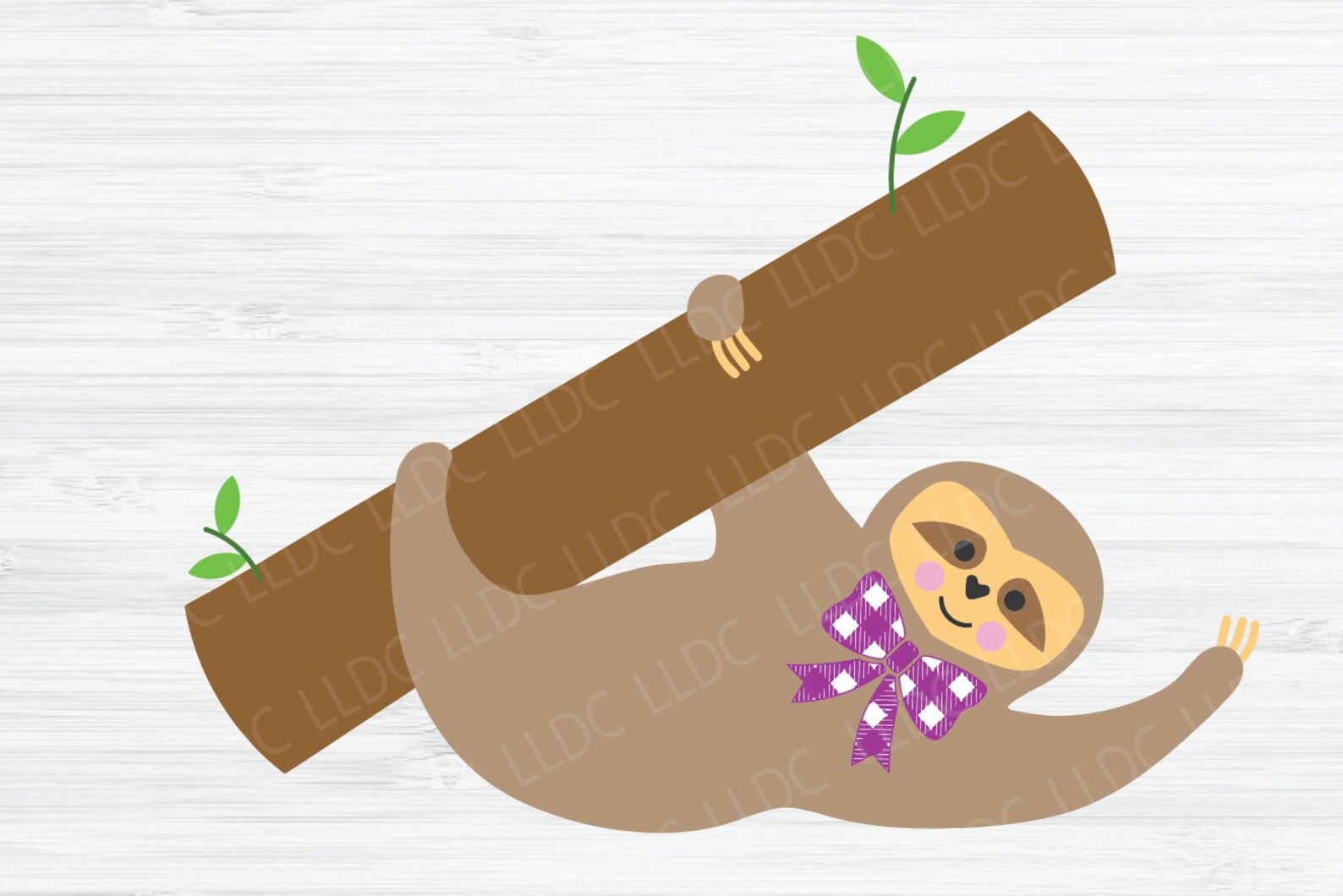 Hanging Sloth With Buffalo Plaid Bow SVG Sloth SVG File for - Etsy Canada
