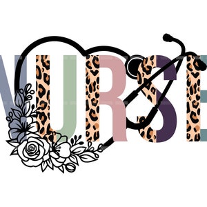 Leopard Boho Nurse Png Jpg RN PNG Flower Stethoscope Png Rn - Etsy