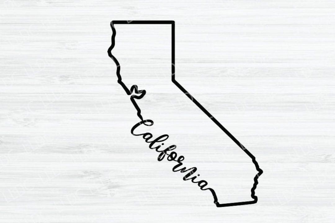 California Outline SVG File. California PNG. California Cursive Vector ...