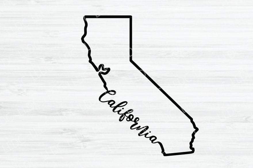 California Outline SVG File. California Cursive Vector File. | Etsy
