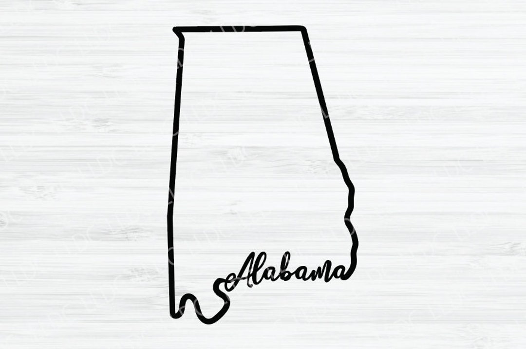 Alabama Outline SVG File. Alabama PNG. Alabama Cursive Vector File ...