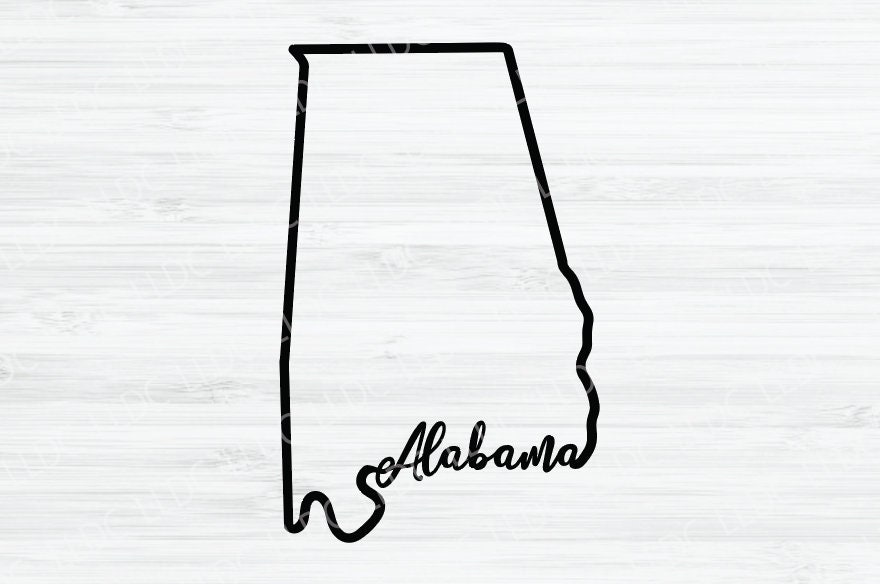 Alabama Outline SVG File. Alabama PNG. Alabama Cursive Vector | Etsy