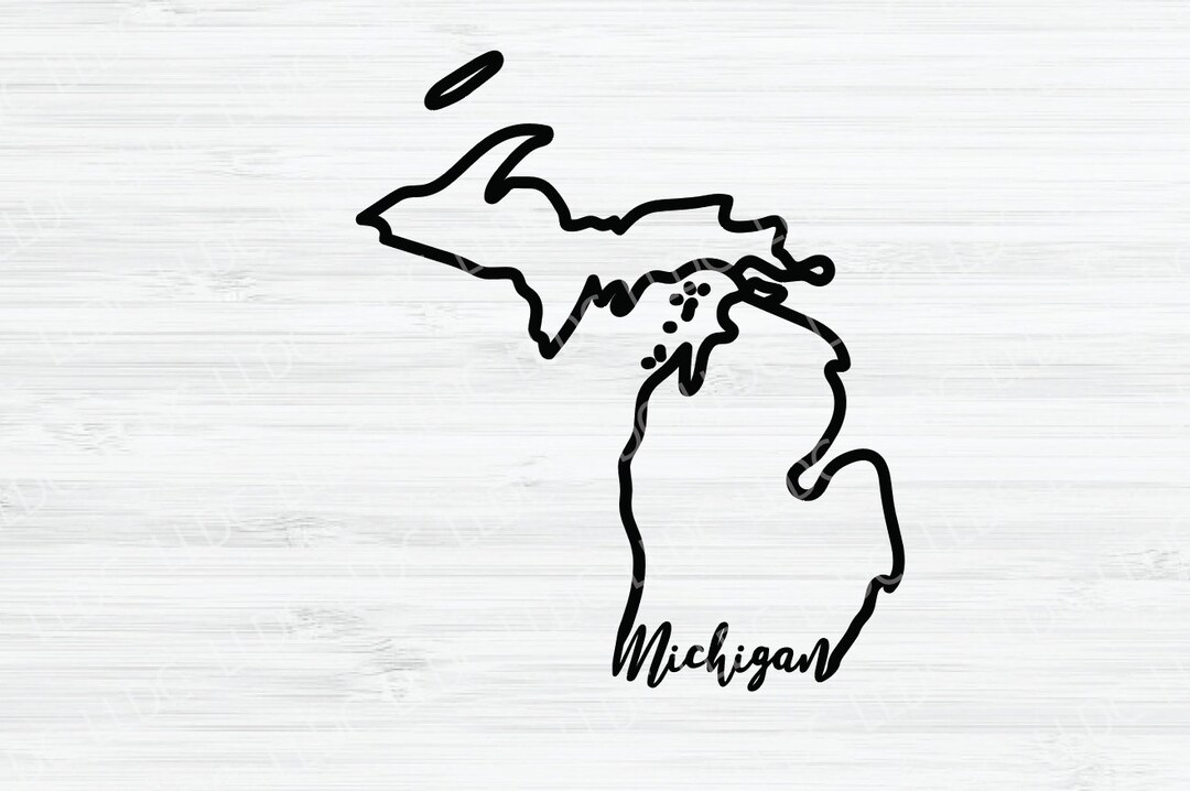 Michigan Outline SVG. Michigan Cursive Vector File. Michigan Design ...