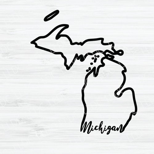 Michigan Outline SVG. Michigan Cursive Vector File. Michigan - Etsy