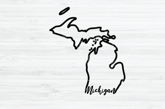 Michigan Outline SVG. Michigan Cursive Vector File. Michigan | Etsy