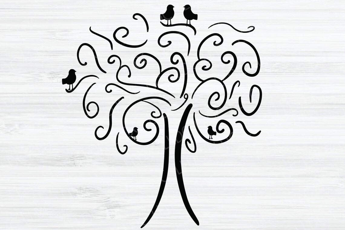 Tree With Birds SVG File. Family Tree Downloadable File. | Etsy