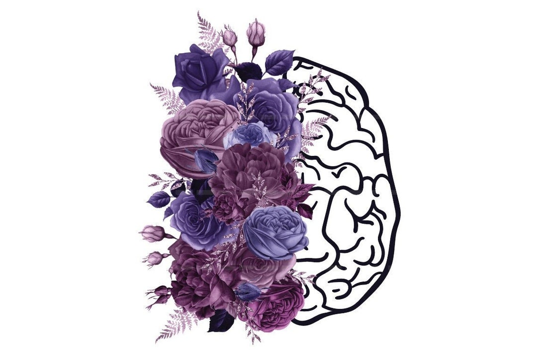 Brain With Flowers Png Jpg, Counselor Png, Therapist Png, Neurologist ...