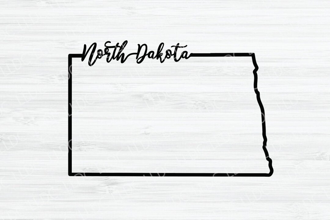 North Dakota Outline SVG. North Dakota Cursive Svg. North Dakota Design ...