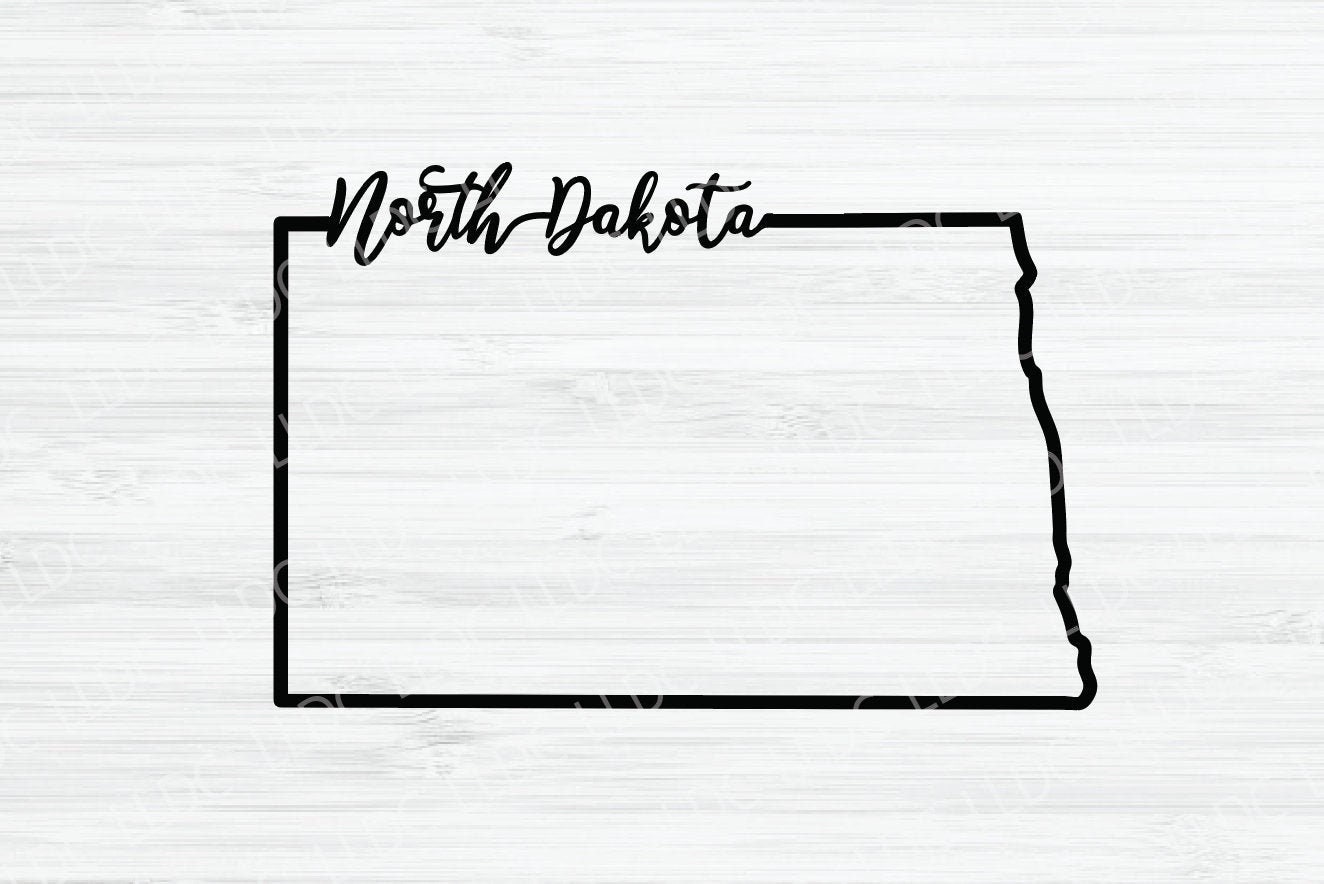 North Dakota Outline SVG. North Dakota Cursive Svg. North | Etsy