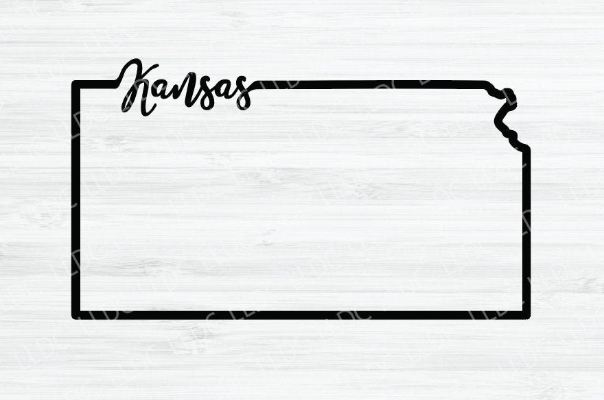 Kansas Outline SVG. Kansas Cursive Vector File. Kansas Design. | Etsy UK