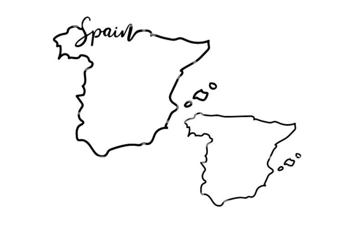 Spain Outline SVG PNG Spain Cursive Svg Espana Vector File - Etsy Israel