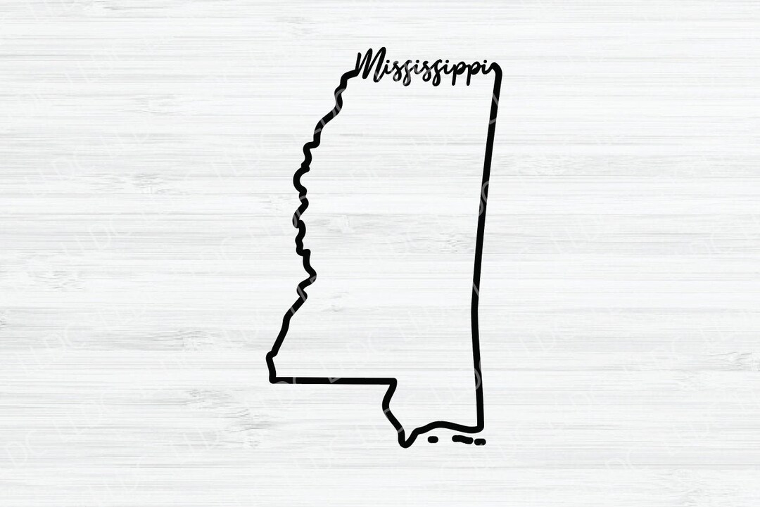 Mississippi Outline SVG. Mississippi Cursive Vector File. Mississippi ...
