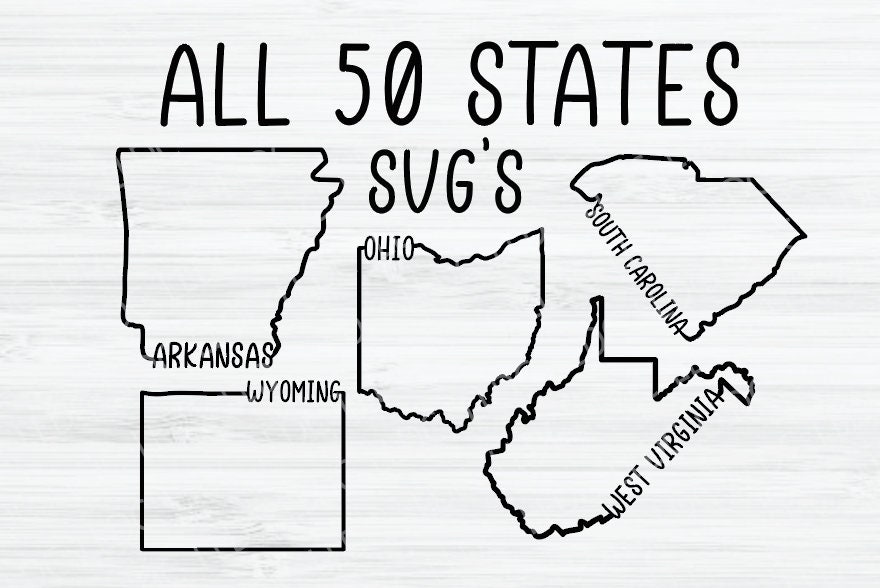 All 50 States Outline SVG Bundle. United States Svg. US - Etsy
