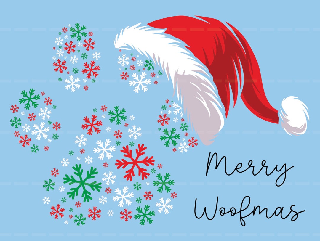Merry Woofmas Png Jpg, Christmas Paw Print Png, Dog Mother Christmas ...