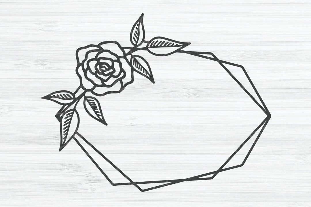Rose Flower Frame SVG. Wreath SVG File. Flower Wreath Svg. Hexagon Svg ...