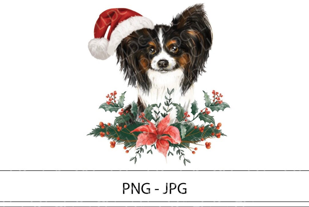 Christmas Papillon Png/jpg. Christmas Dog Clipart Png, Dog Bandana Png ...