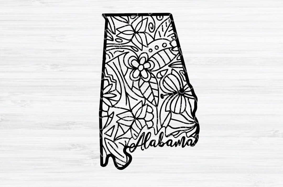 Alabama Outline SVG File. Alabama PNG. Alabama Cursive Vector File ...
