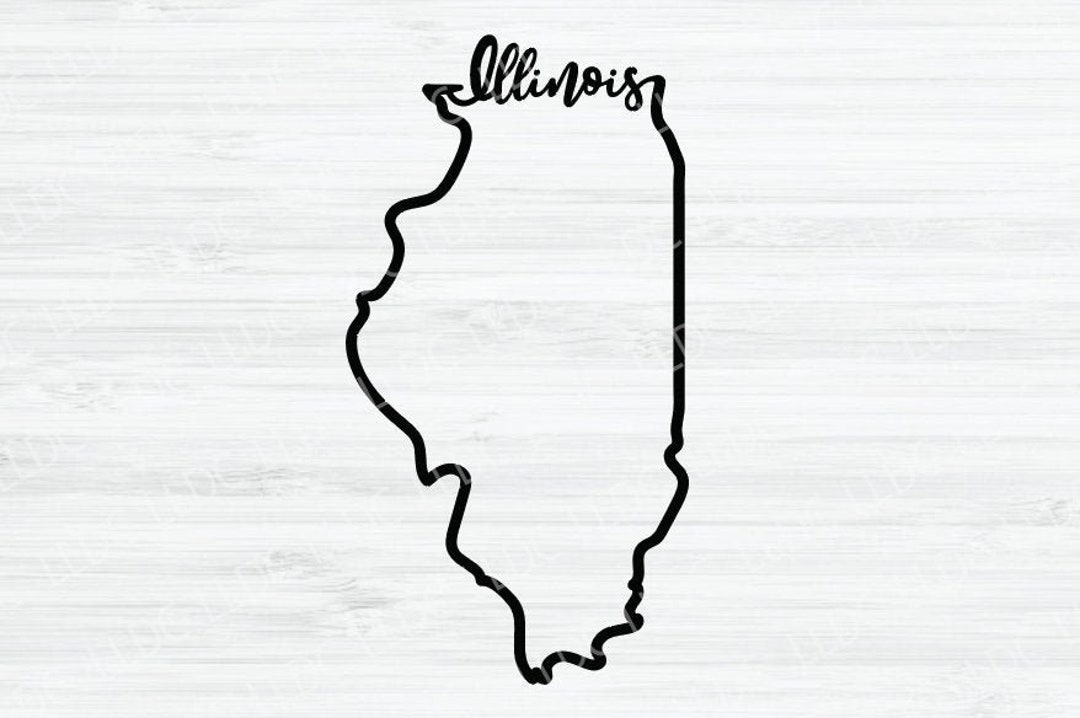 Illinois Outline SVG. Illinois Cursive Vector File. Illinois Design ...