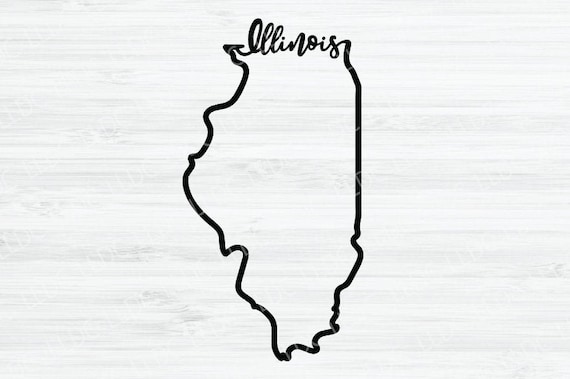 Illinois Outline SVG. Illinois Cursive Vector File. Illinois - Etsy