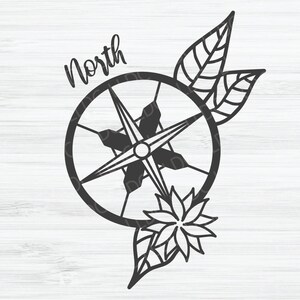 Floral Compass SVG File | Floral Svg | Outdoors Svg | Camping Svg ...