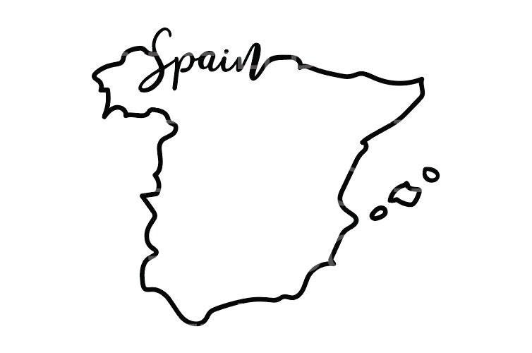 Spain Outline SVG PNG Spain Cursive Svg Espana Vector File - Etsy Israel