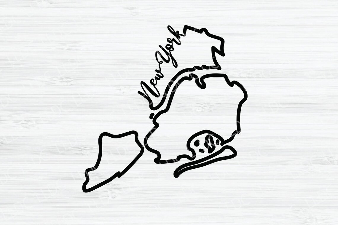 New York Outline SVG. New York Cursive Vector File. New York - Etsy