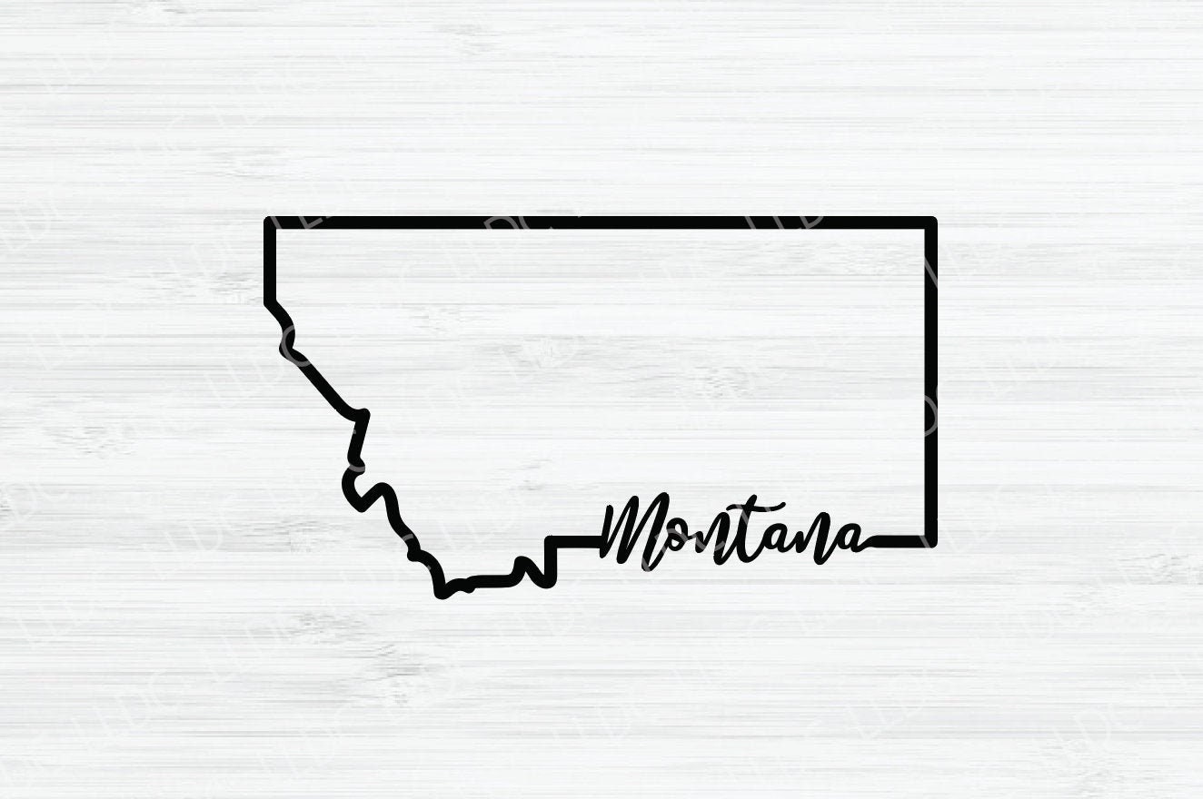 Montana Outline SVG. Montana Cursive Vector File. Montana Design ...
