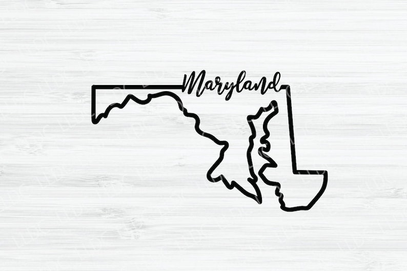 Maryland Outline SVG. Maryland Cursive Vector File. Maryland Design ...