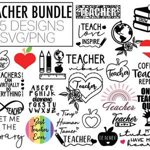 Teacher Bundle Svg Teaching Bundle Png New School Year Svg - Etsy